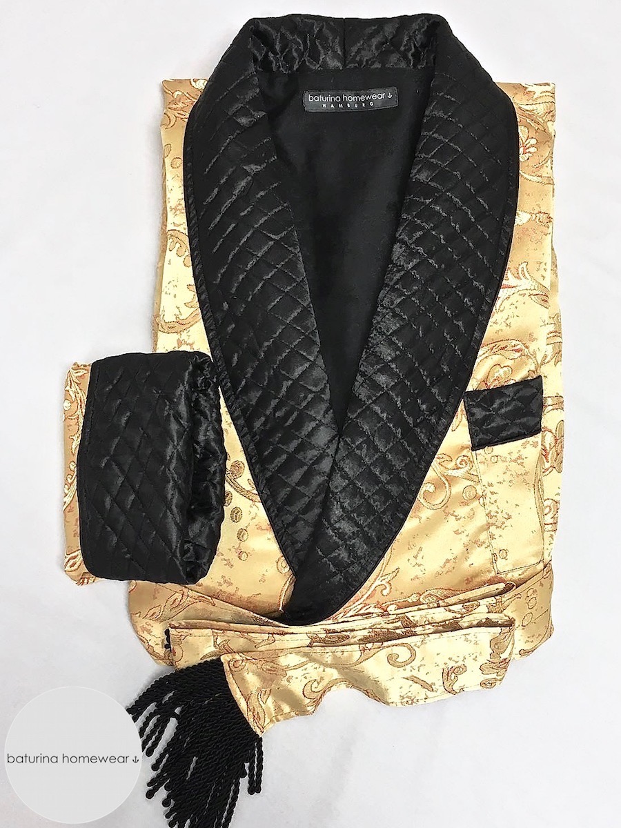 Men's Gold Paisley Silk Dressing Gown