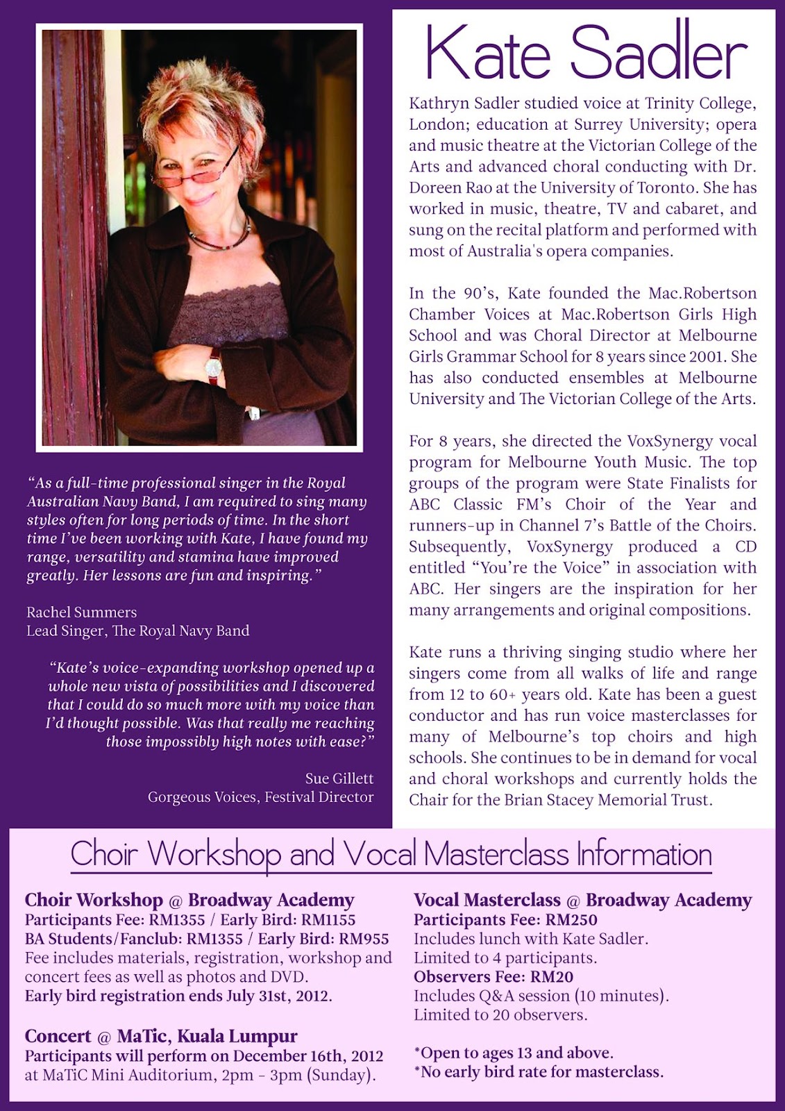 Broadway Academy Blog: Choir Workshop and Vocal Masterclass by Kate Sadler