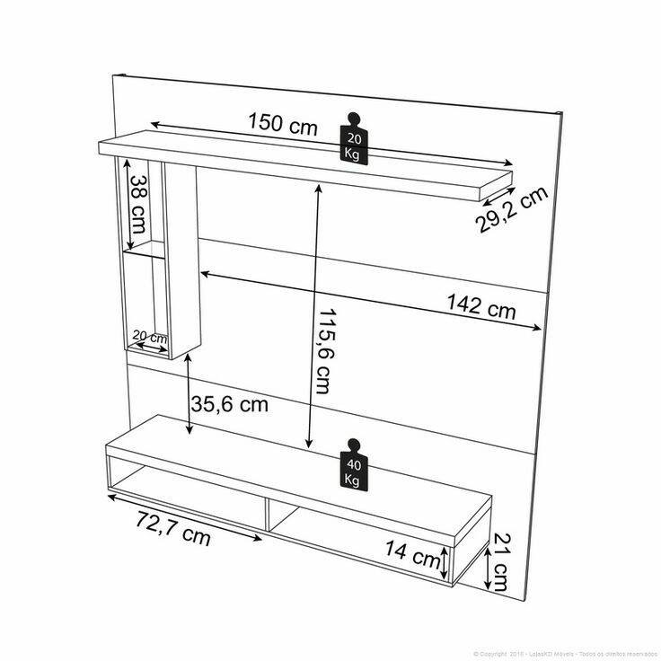 Muebles de madera para la televisión y planos
