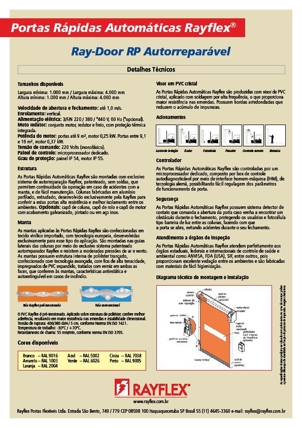 EQUIPAMENTOS INDUSTRIAIS.: Porta Ray-Door RP