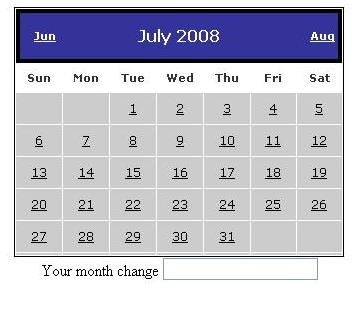 ASK DOT NET: Calendar month change then print “your month change” in c#