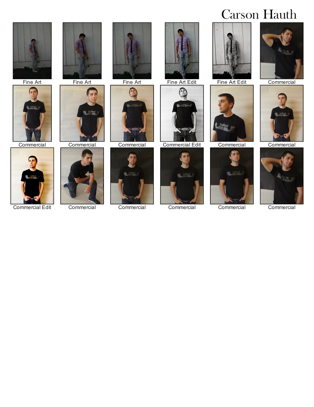 Carson Hauth Photography: Portrait Contact Sheet