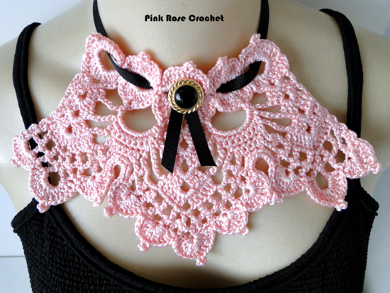 Pink Rose Crochet: Maxi Colar Colar Jabot e Colar Flor