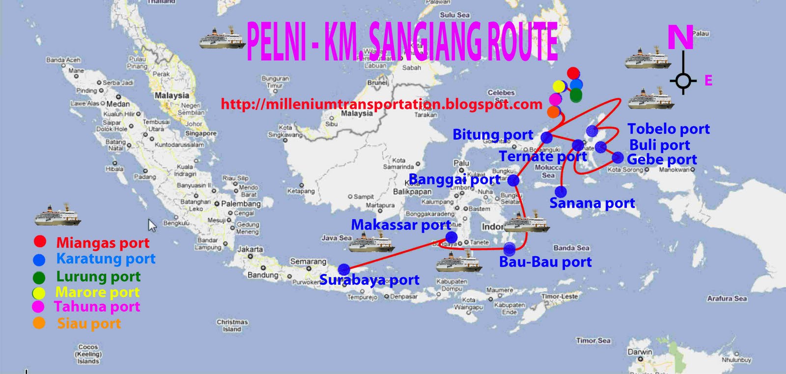 trans indonesia: Rute Pelayaran Kapal PELNI
