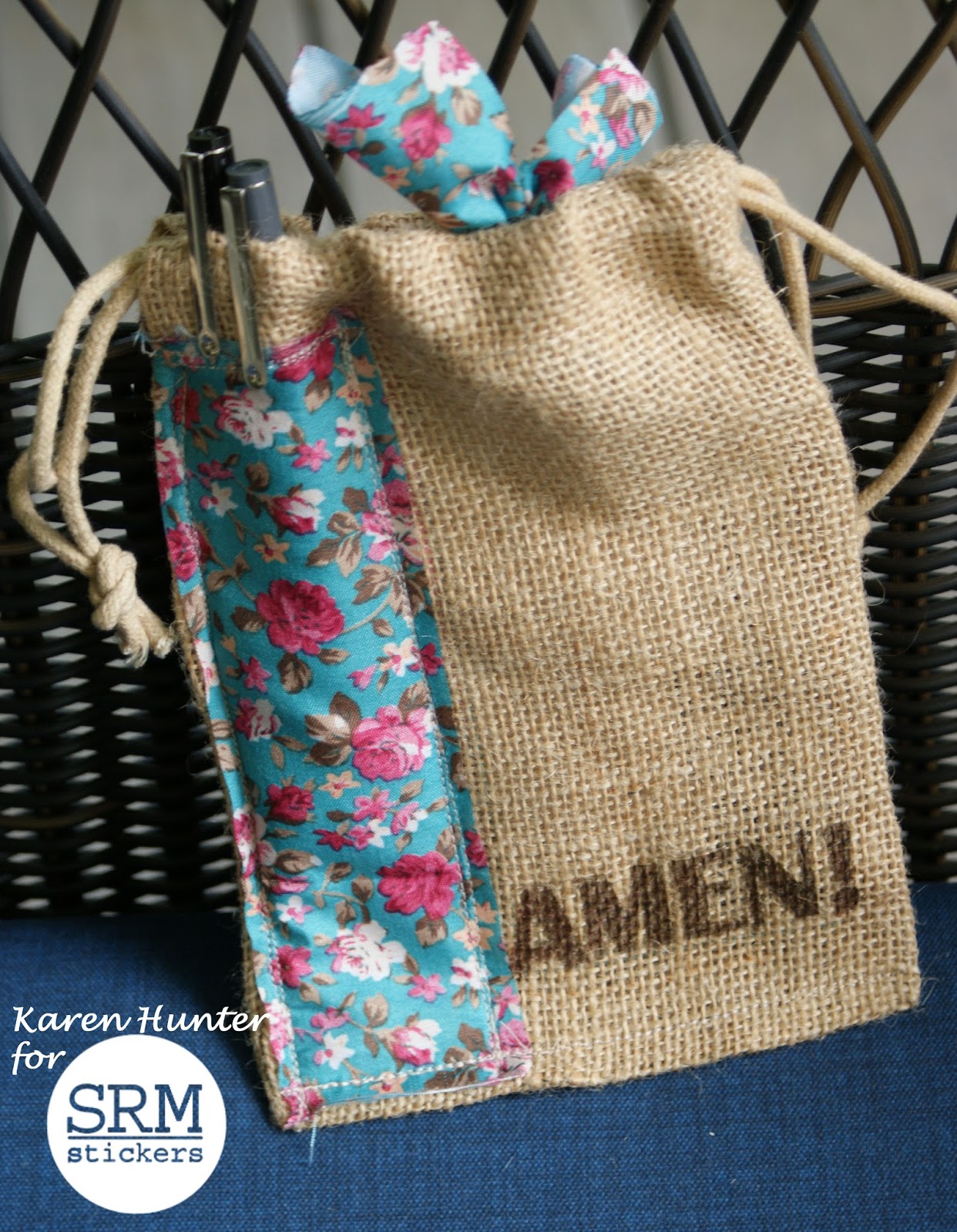 KarenScraps: Burlap Prayer Pouch
