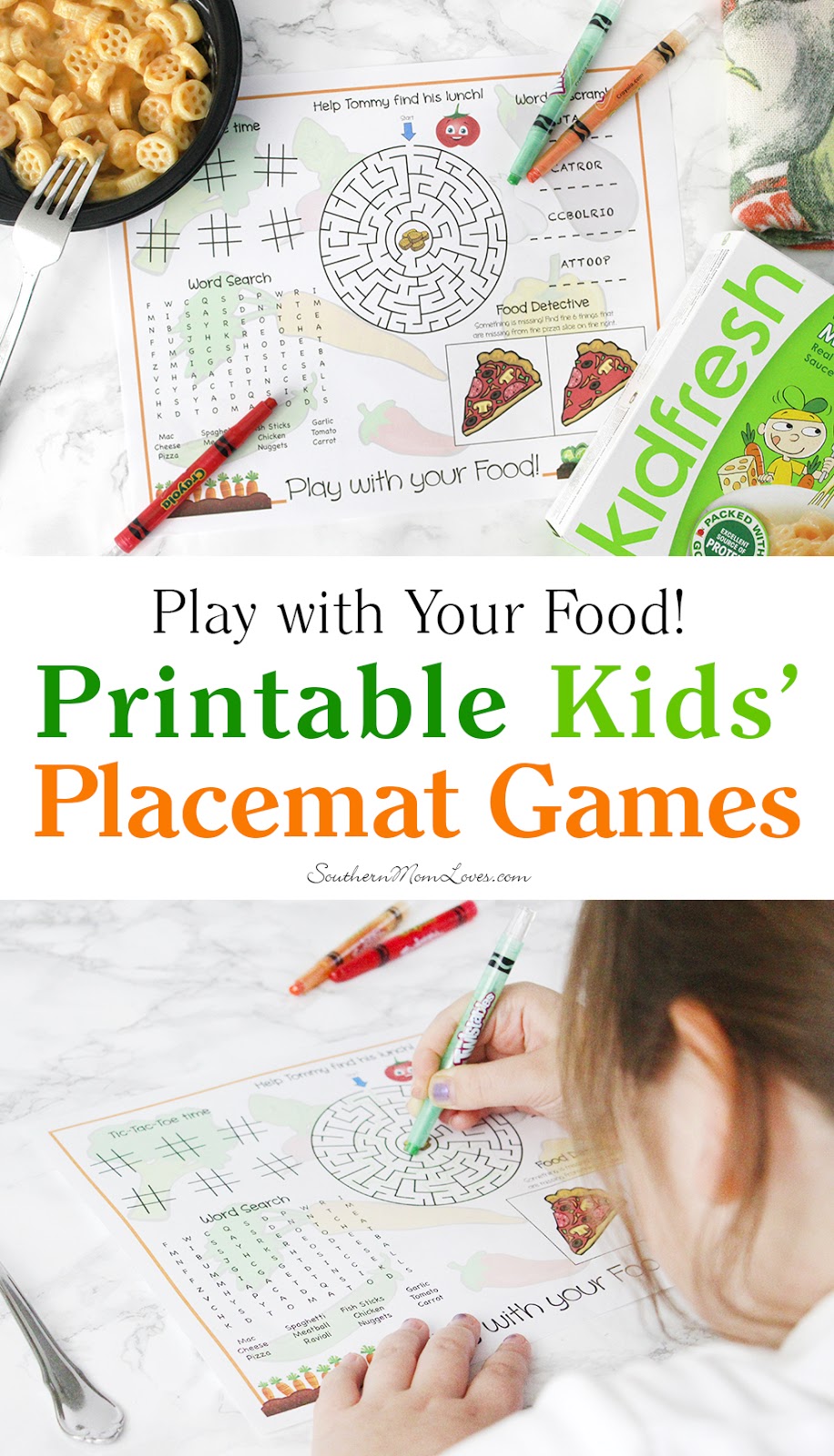 Southern Mom Loves: Play with Your Food! Printable Kids' Placemat Games