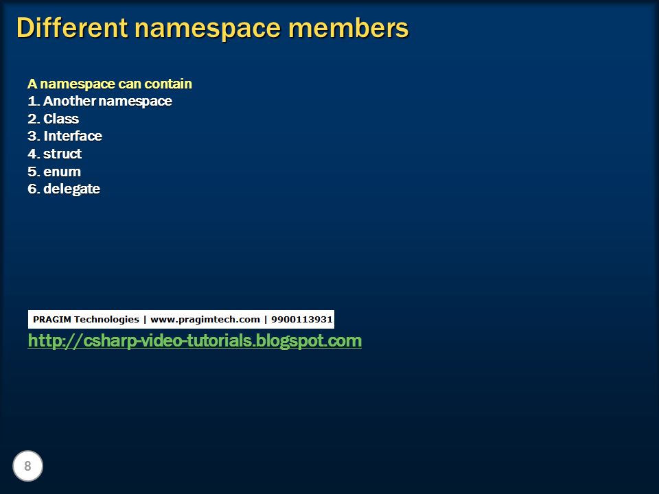 Sql Server Net And C Video Tutorial Part 18 Namespaces In C