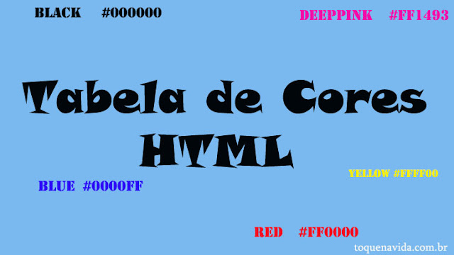Tabela de cores html - Toque na Vida