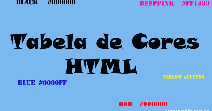 Tabela de cores html - Toque na Vida