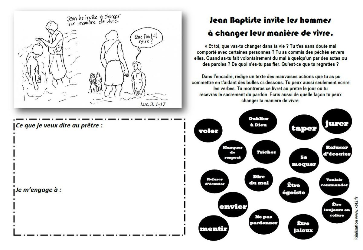 Caté : Des examens de conscience pour le sacrement du pardon