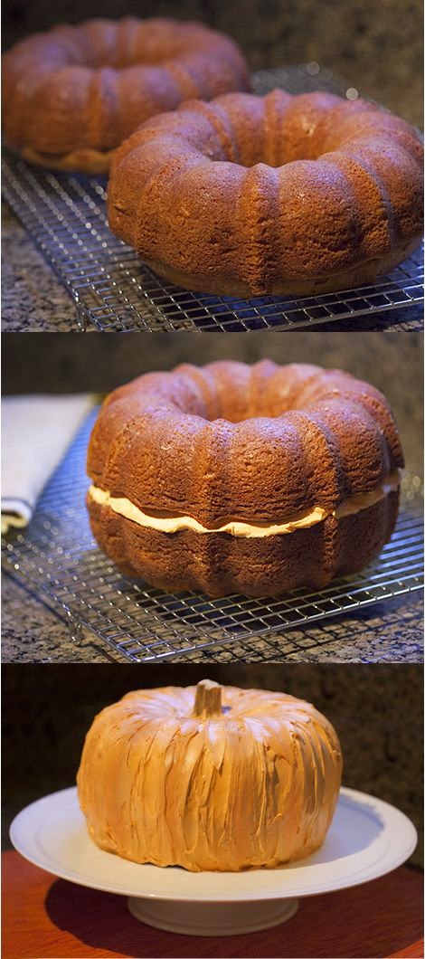Make a pumpkin cake from 2 bundt cakes | Backyards Click
