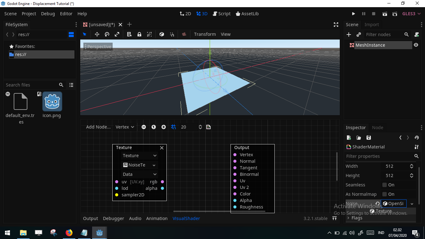 Godot Tutorial - Vertex Displacement using Visual Shader Godot Tutorial - Vertex Displacement using Visual Shader