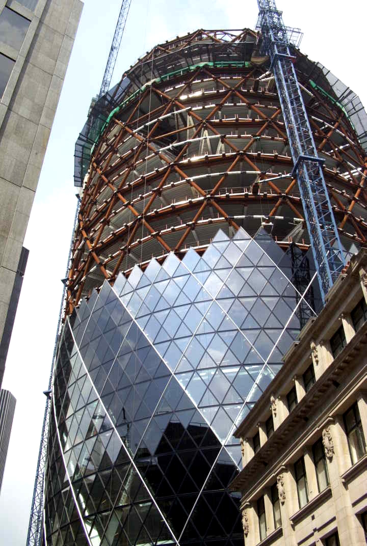30 St Mary Axe Construction | Facade architecture, Facade design, Building