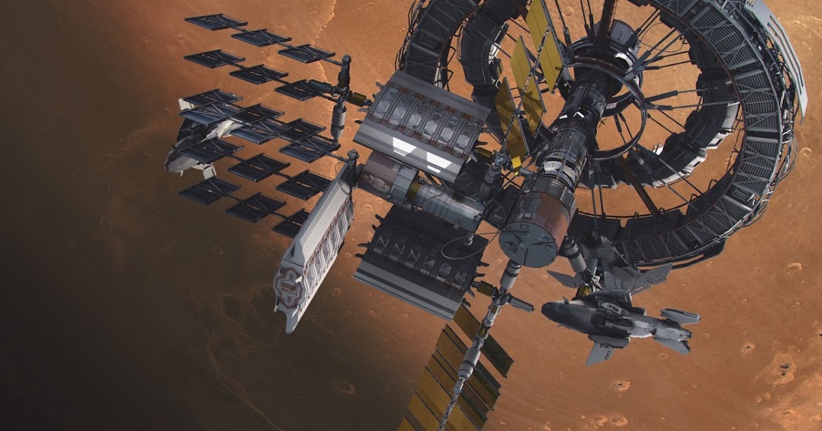 Space station orbiting Mars by Brad Wright | human Mars