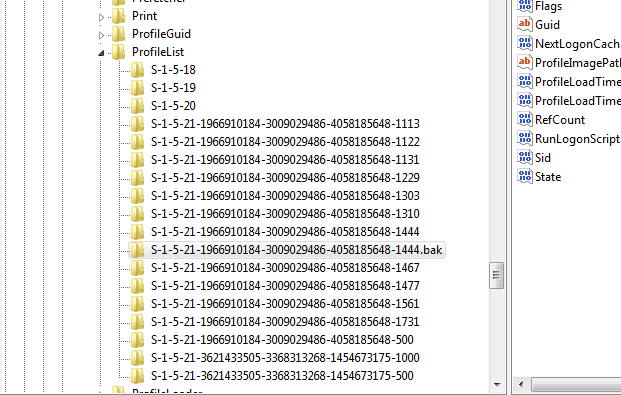 THE MASTER REGEDIT: User profile can not load in windows 7