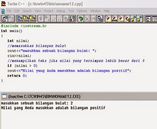 Pengetahuan Dunia IT & Islam: contoh script c++ menentukan bilangan positif
