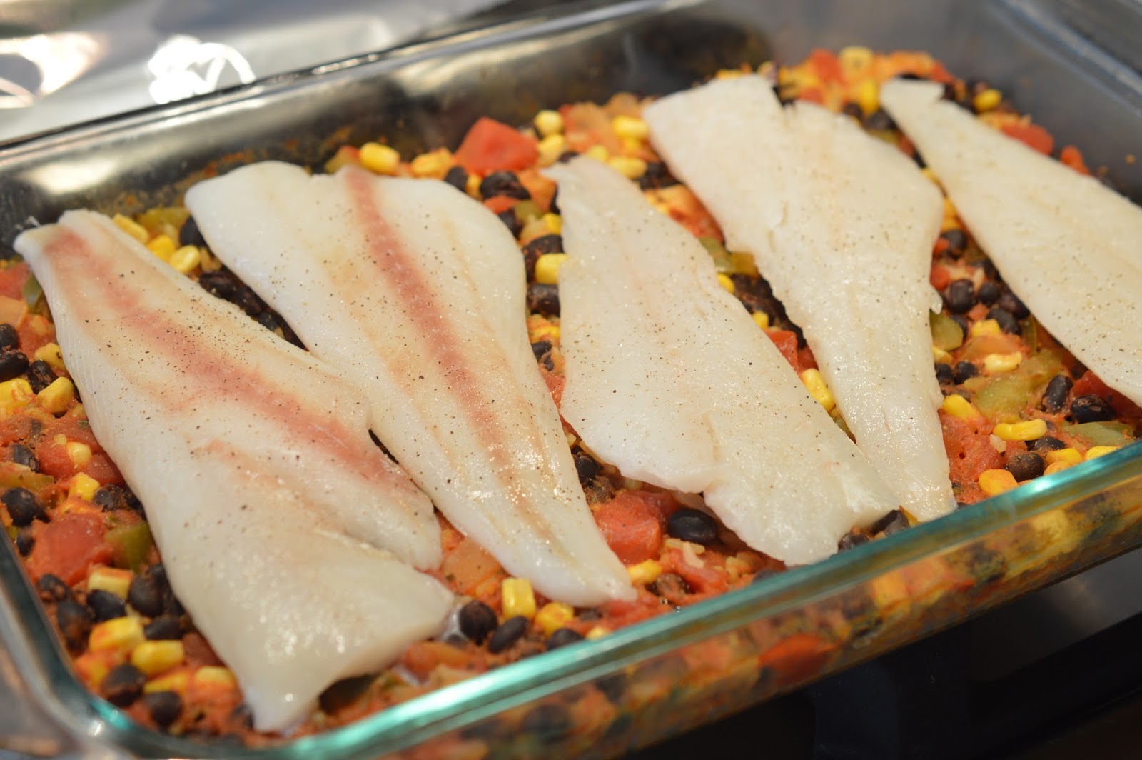 Lili popotte: Gratin de poisson et riz à la mexicaine dans un seul plat