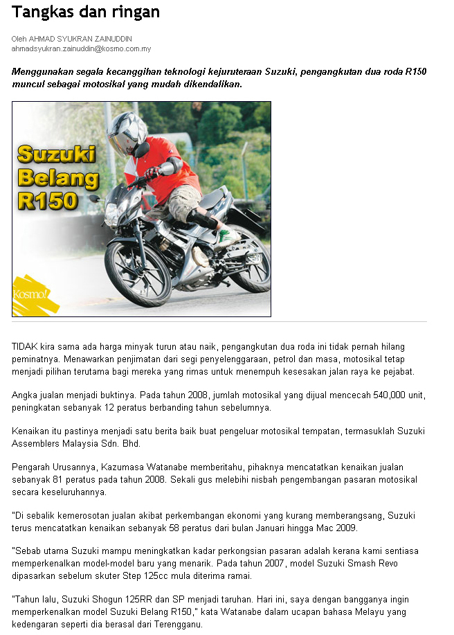 motorcycle you like: Suzuki Belang 150R - from KOSMO
