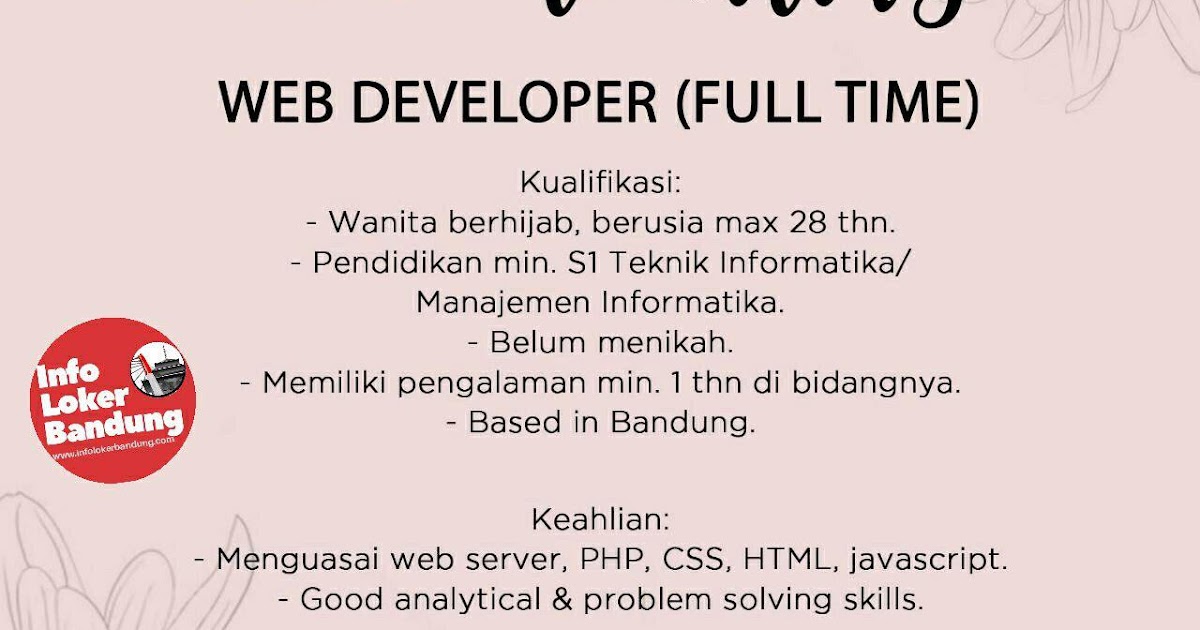 Lowongan Kerja Web Developer HijabChic Bandung Maret 2019 - Info Loker ...
