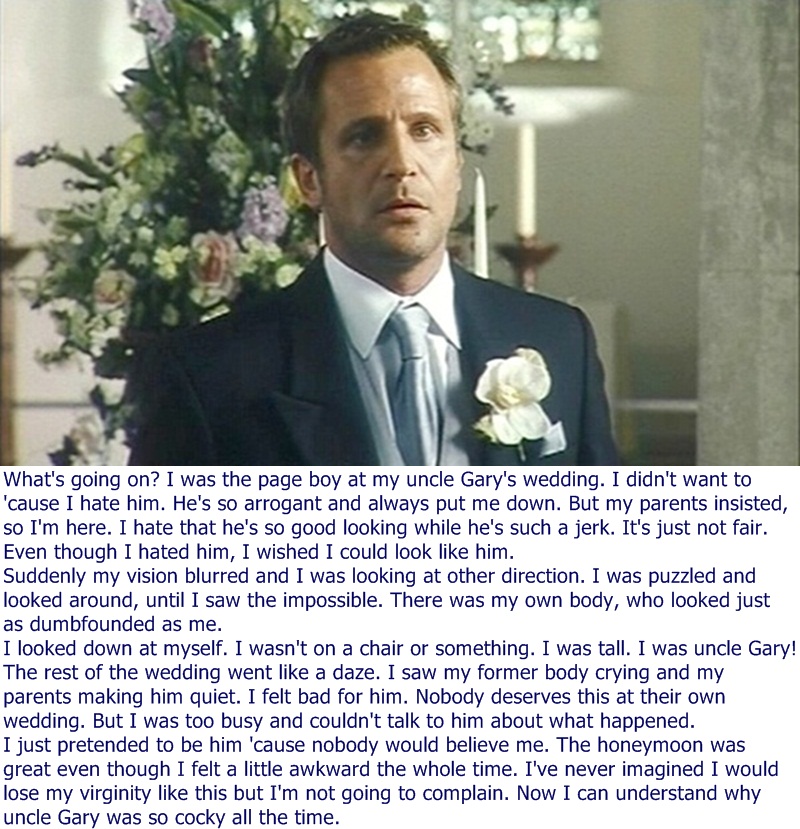 YoungTrevor's male body swap caps: Change At The Wedding