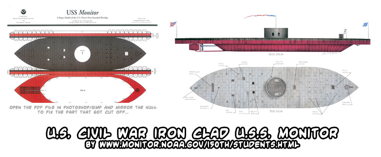 Ninjatoes' papercraft weblog: Papercraft U.S. Civil War ironclad U.S.S ...