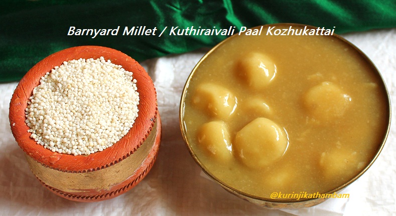 Barnyard Millet / Kuthiraivali Paal Kozhukattai with Jaggery ~ Kurinji ...