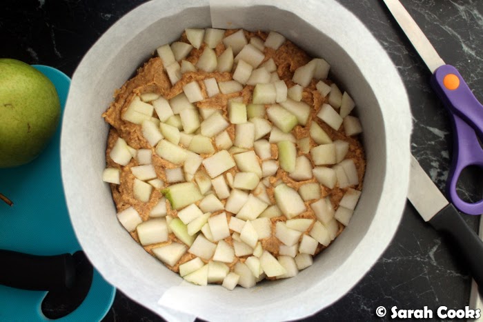 Sarah Cooks: Pear, Dark Chocolate and Cardamom Cake