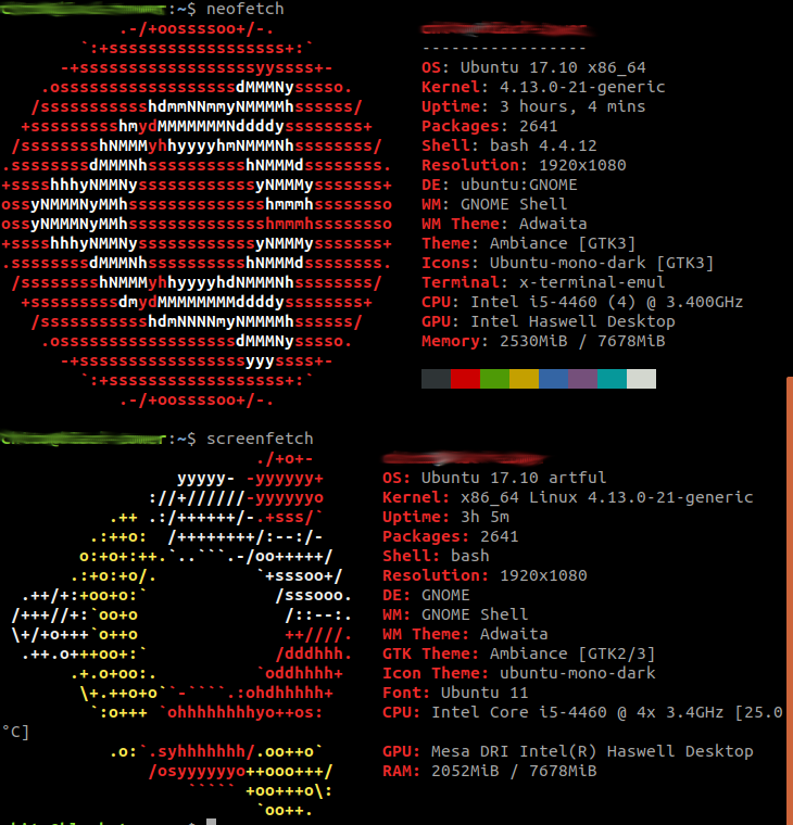 Información desde la Bash del sistema "screenfetch y neofetch"