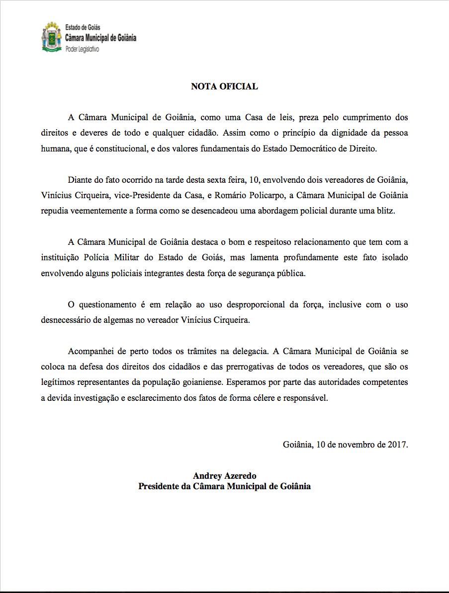 BLOG DO CLEUBER CARLOS: Câmara Municipal de Goiânia Emite Nota Oficial ... BLOG DO CLEUBER CARLOS: Câmara Municipal de Goiânia Emite Nota Oficial ...