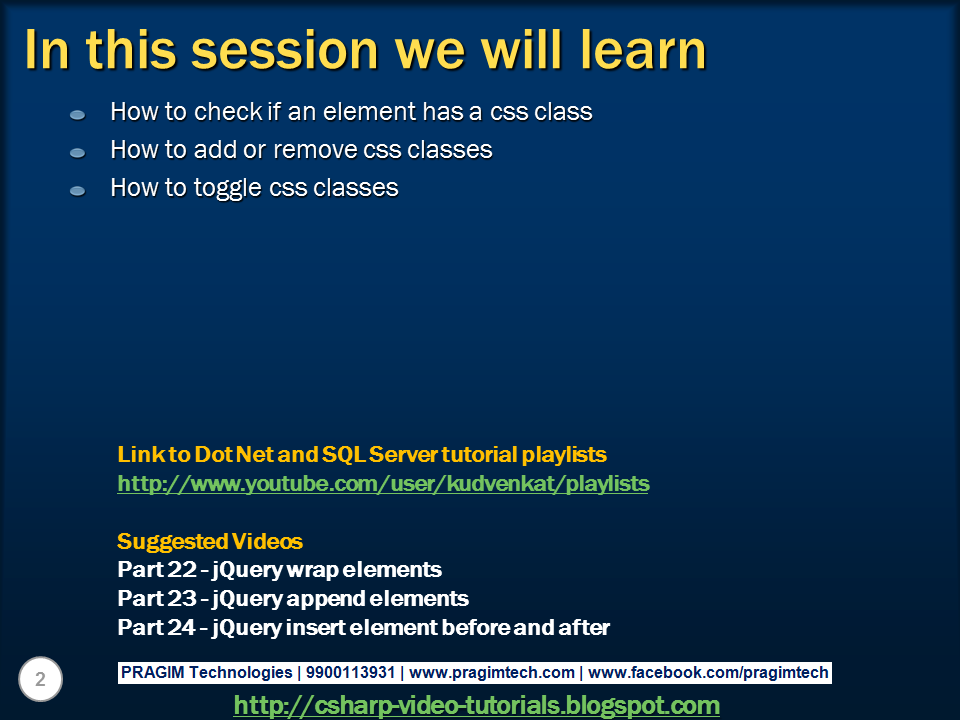 Sql Server Net And C Video Tutorial Jquery Add Or Remove Class