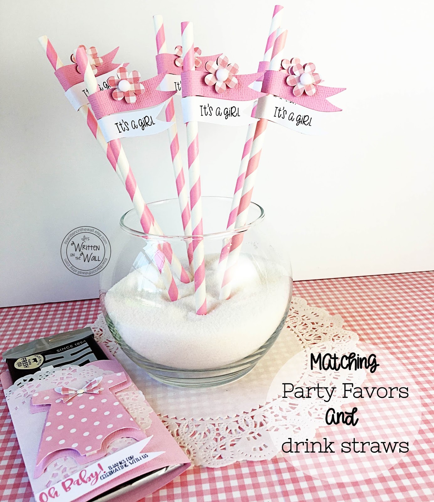 It's Written on the Wall: Baby Girl-Baby Shower Straws and Straw Flags ...