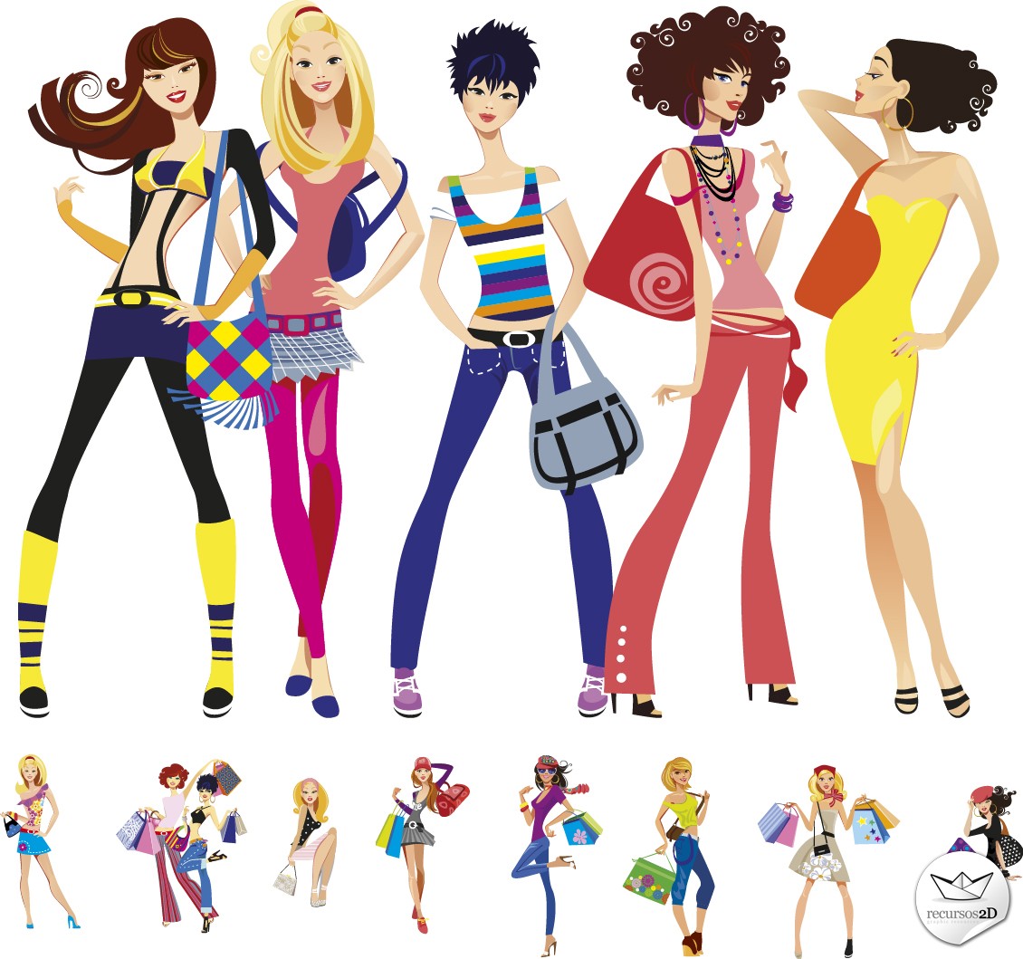 Vectores de chicas de compras (Shopping Girl Lifestyle Vectors ...