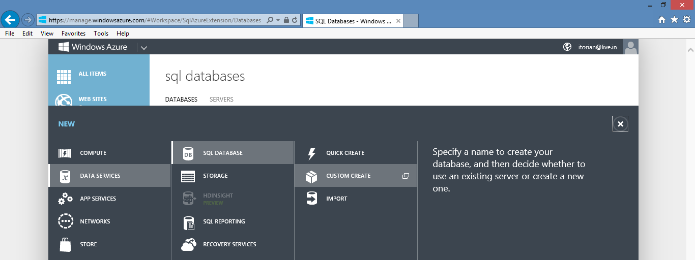 Using Microsoft SQL Server Management Studio to connect SQL Azure databases