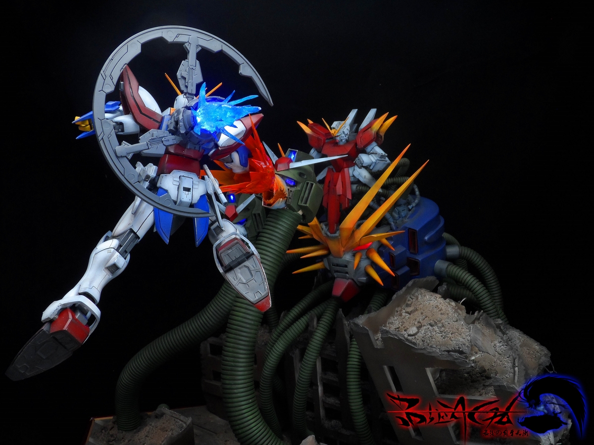 Custom Build: MG 1/100 God Gundam VS Devil Gundam Diorama