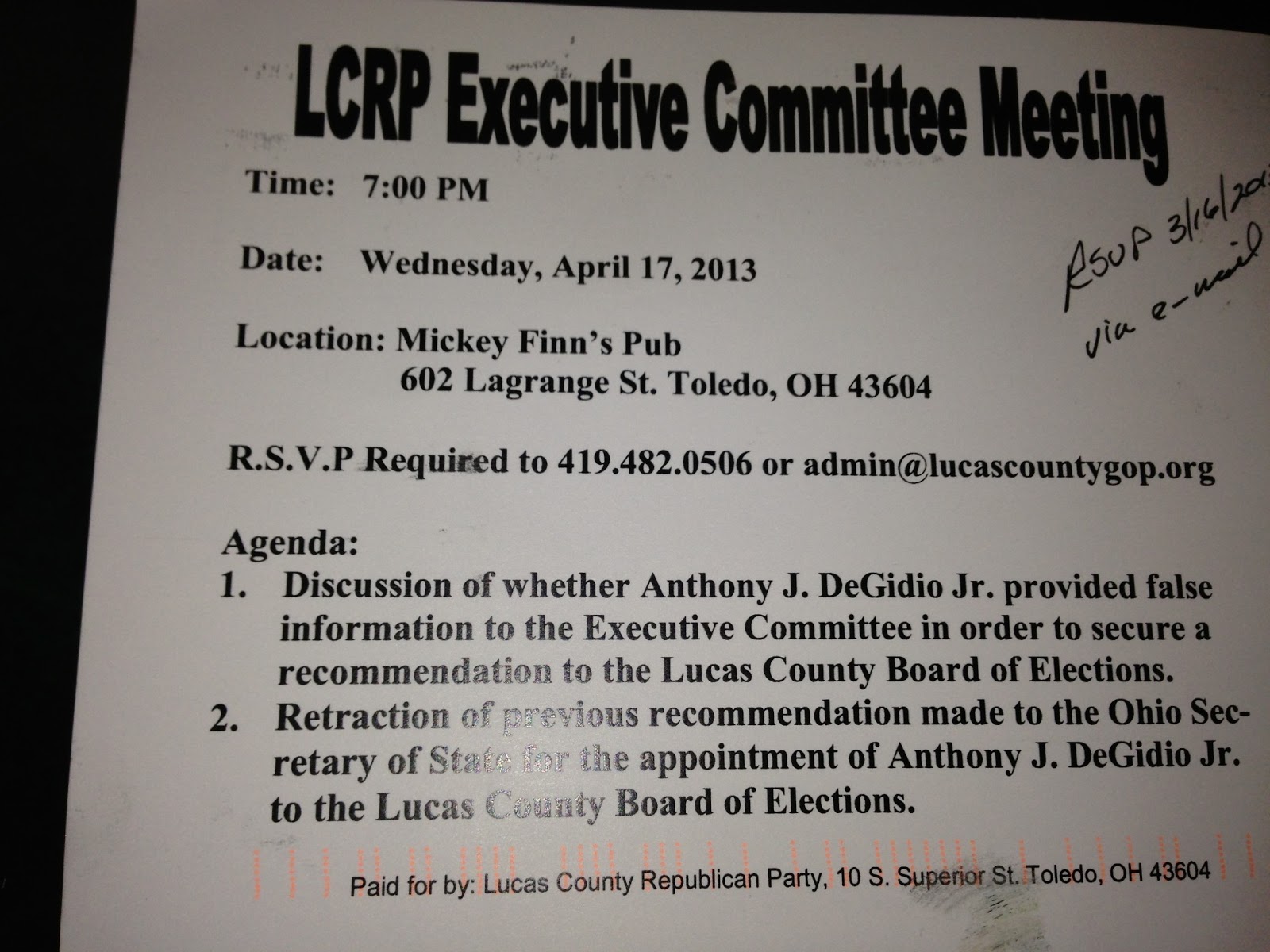 Thurber's Thoughts: Lucas County GOP - Jon Stainbrook's foolishness and ...