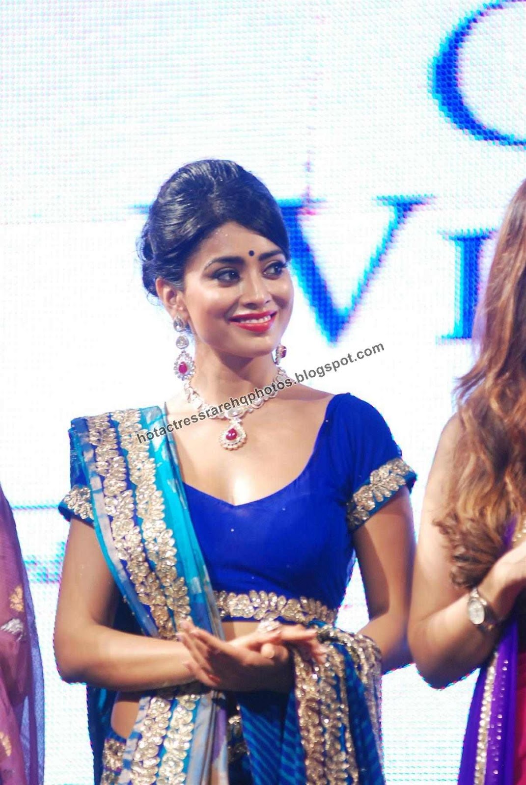 Hot Indian Actress Rare Hq Photos Actress Shriya Saran Hot Deep Navel Show In Blue Saree At