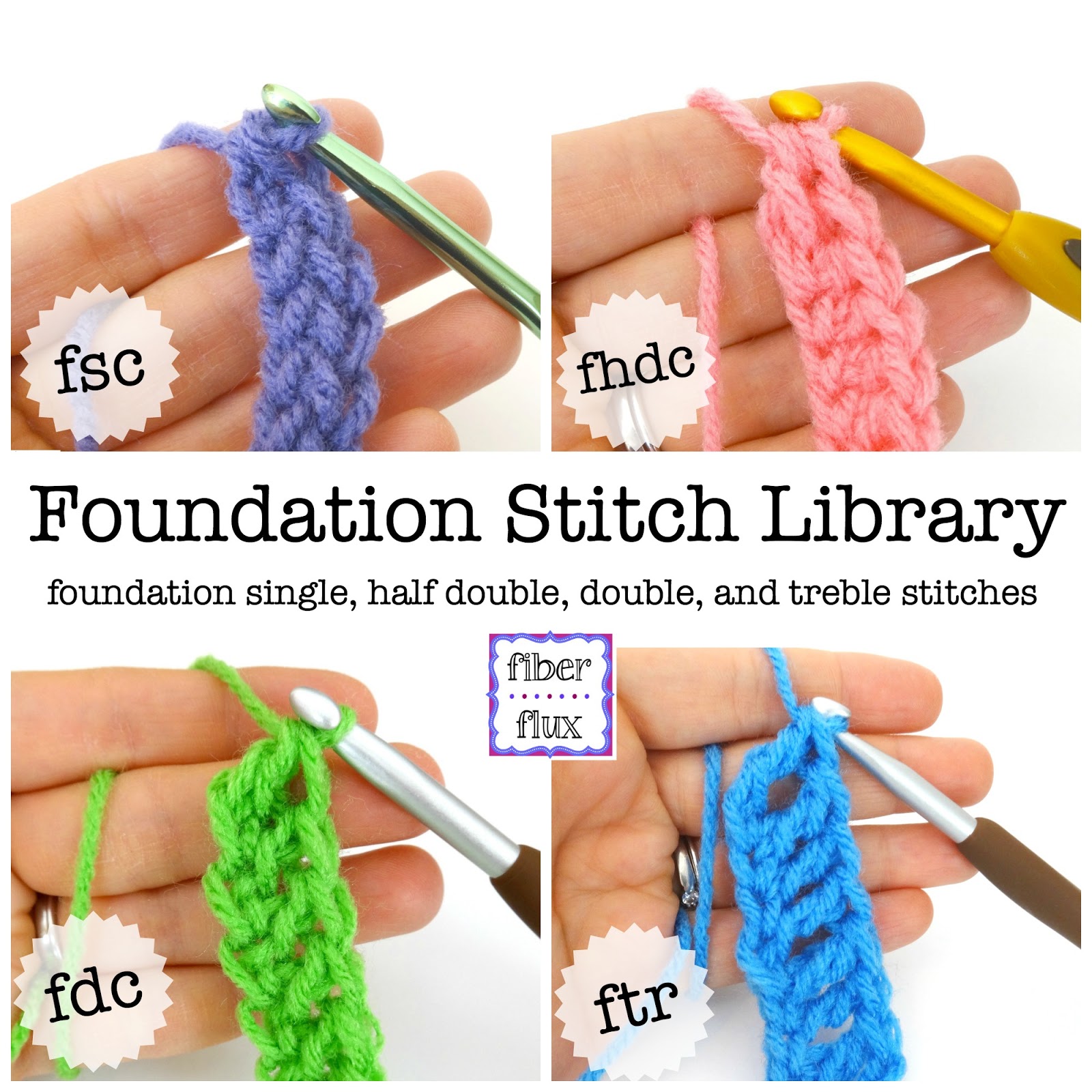Chainless Foundation Stitch Library | Fiber Flux...Adventures in ...