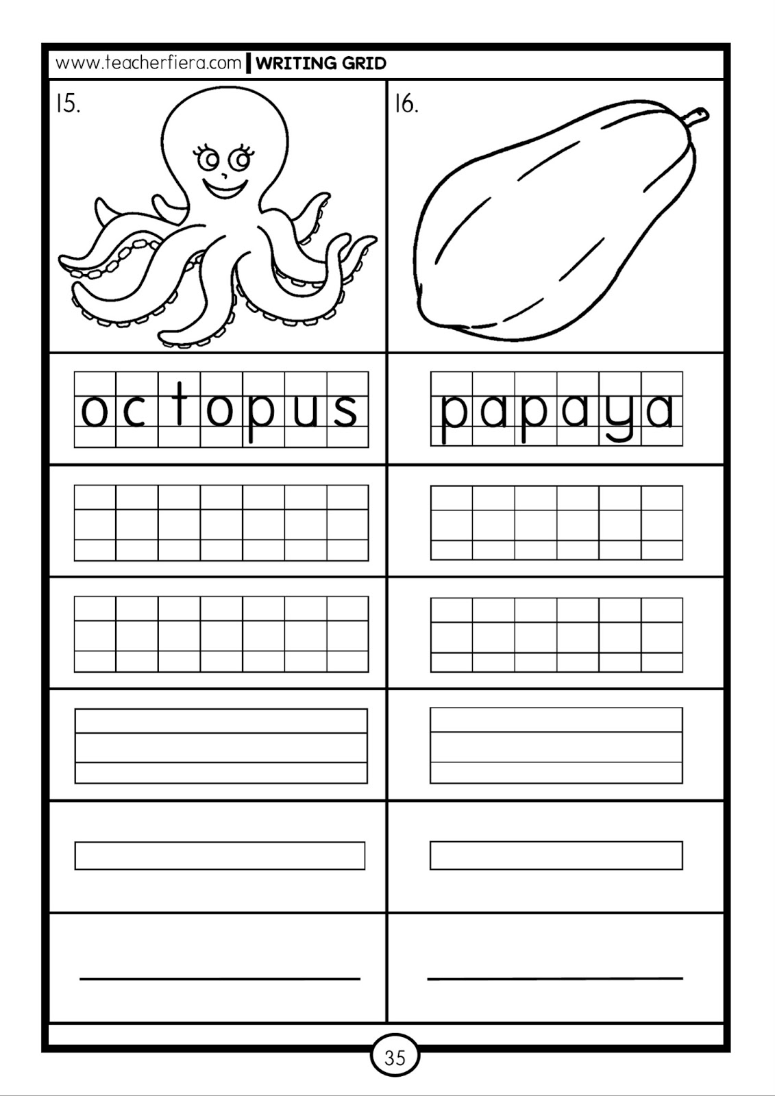 teacherfiera.com: WRITING GRID FOR BEGINNERS BY TEACHERFIERA.COM