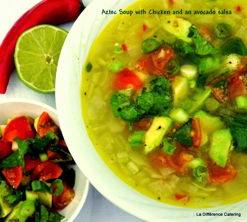 La Différence: Aztec Chicken Soup with Avocado Salsa