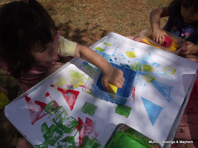 Toddler Foam Block Shape Stamping! - The Empowered Educator