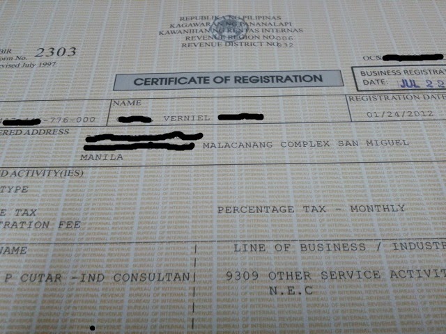 The Official Blog Of Verniel Cutar: How To Register With the BIR As ...