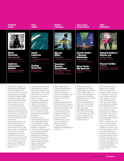 JAZZ Recordings: Jazz Magazine, Mejores discos año 2015-CHOC