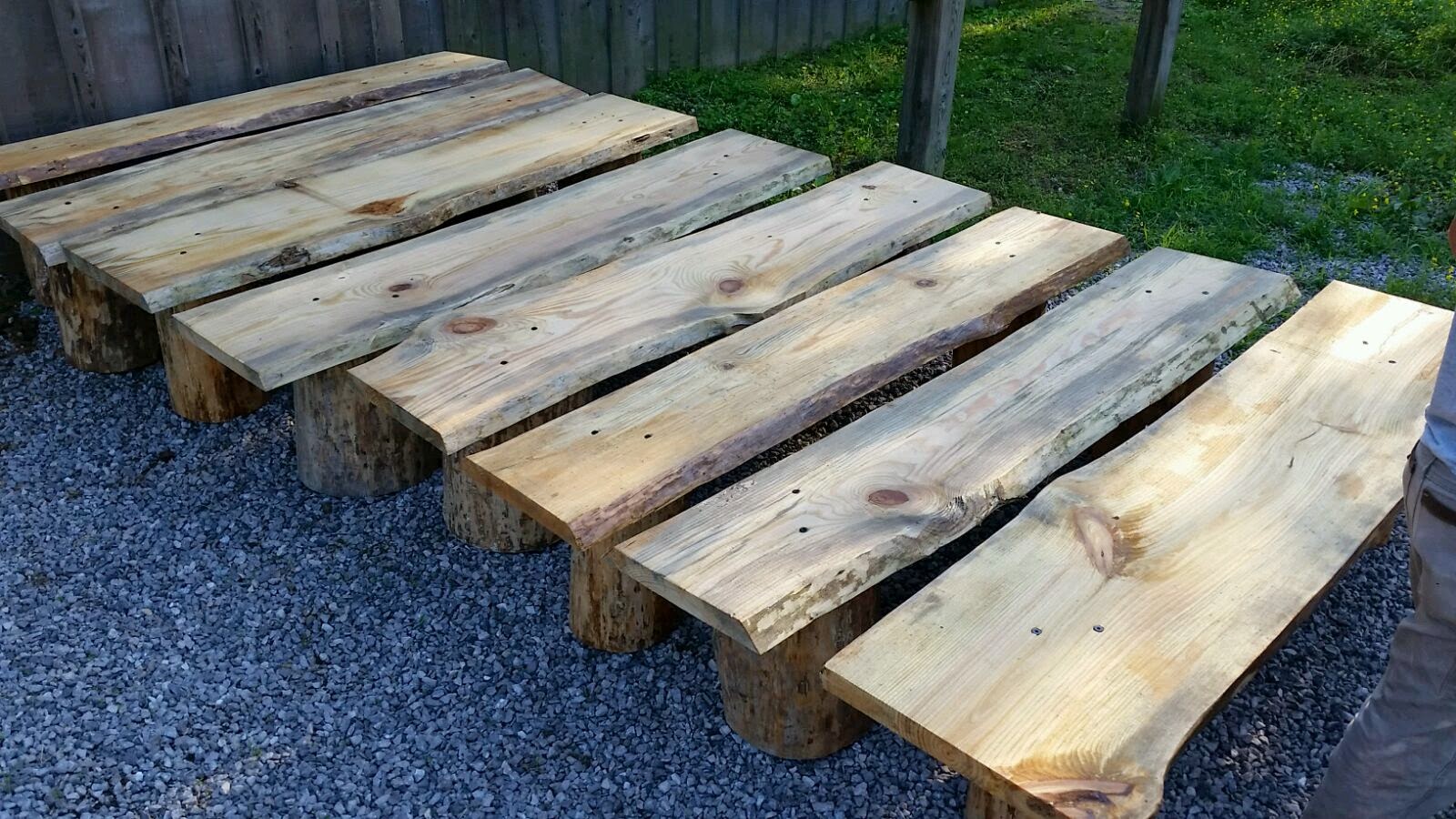 The Wright Family Farm: Rustic Live Edge Wide Plank Pine Benches