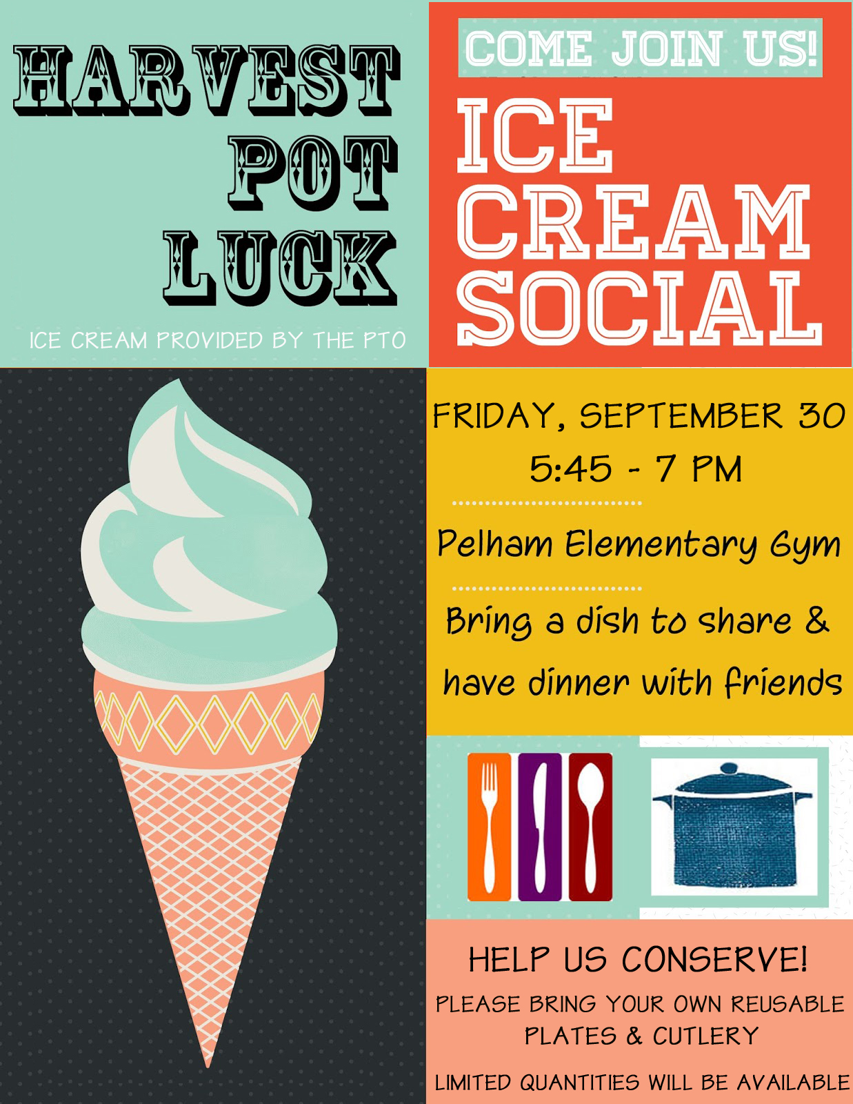 Pelham Elementary PTO: Tonight!! Harvest Potluck and Ice Cream Social