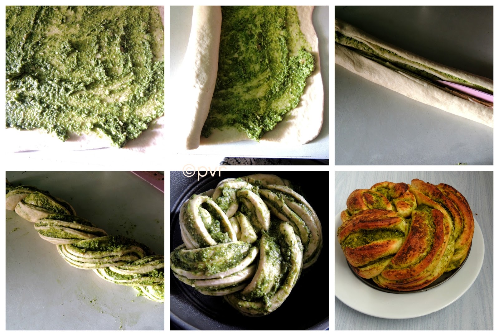 Priya's Versatile Recipes: Vegan Russian Braided Bread with Pesto Filling