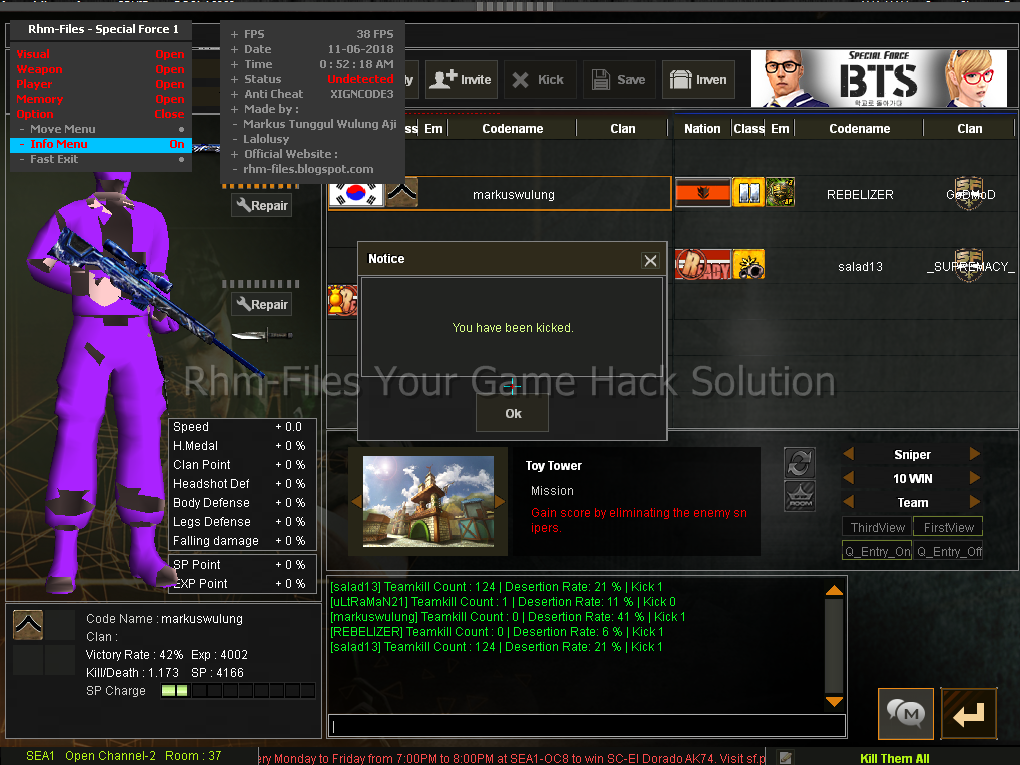 Cheat Special Force 1 SEA Hack Update 23 August 2018 Features Wall Hack ...