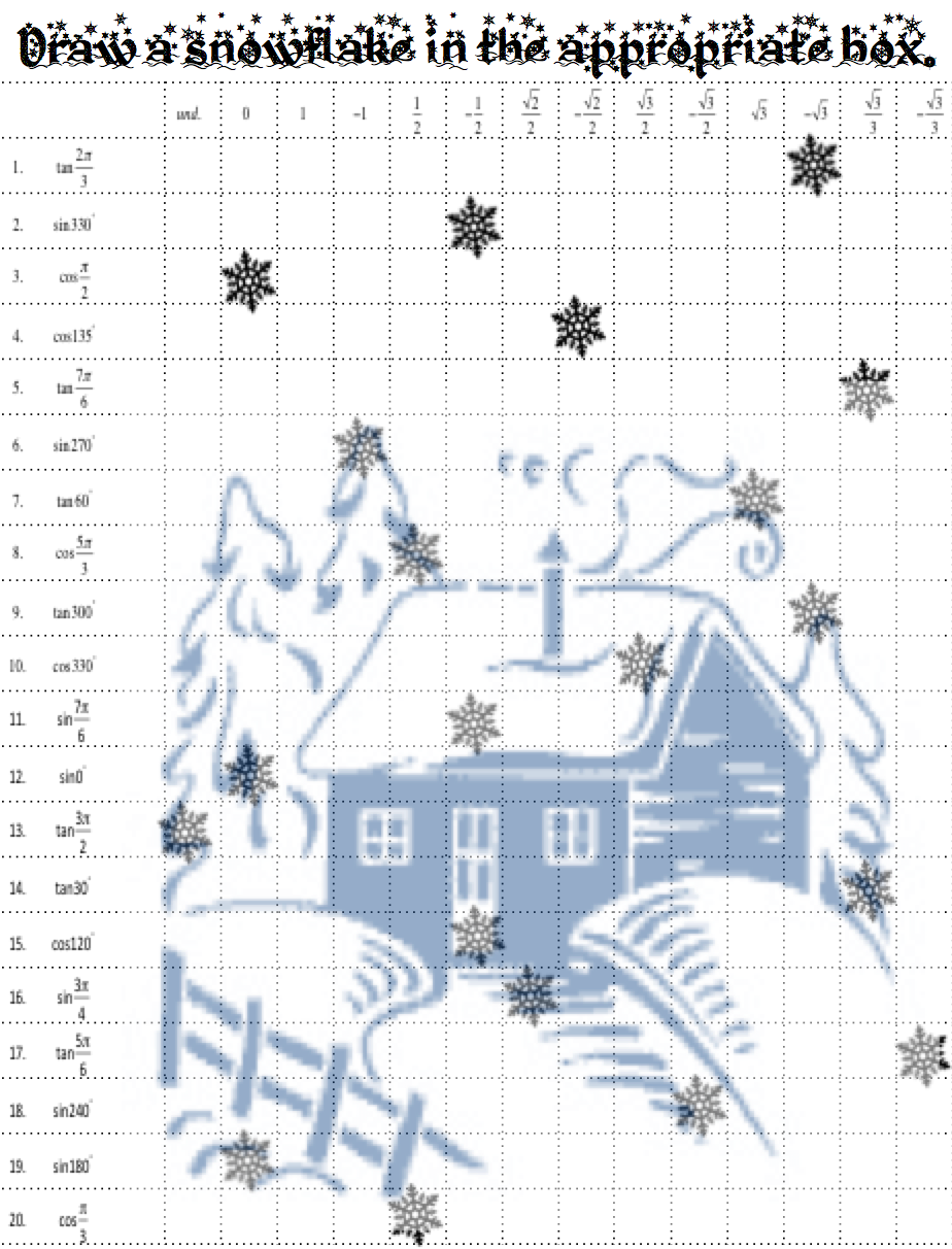 Math to the Core: Winter FREEBIE for Unit Circle Trig Values