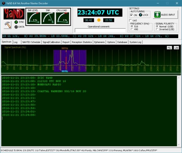 PlayDX: Ascolti NAVTEX con il decoder YAND