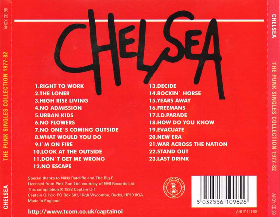 THE SKY IS BLUE AGAIN: Chelsea - Chelsea, Evacuate, The Punk Singles ...