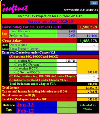 Tax Calculation with DCPS & GPF Deduction Facility alongwith Monthwise ...